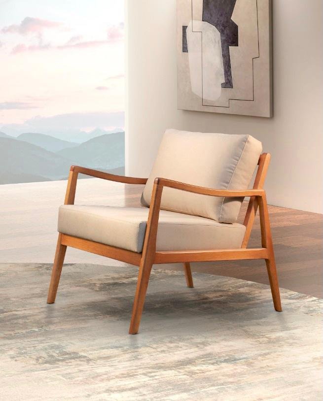 Poltrona Giulia Luxo Madeira Maciça Castellar Móbile Corino Off White ...