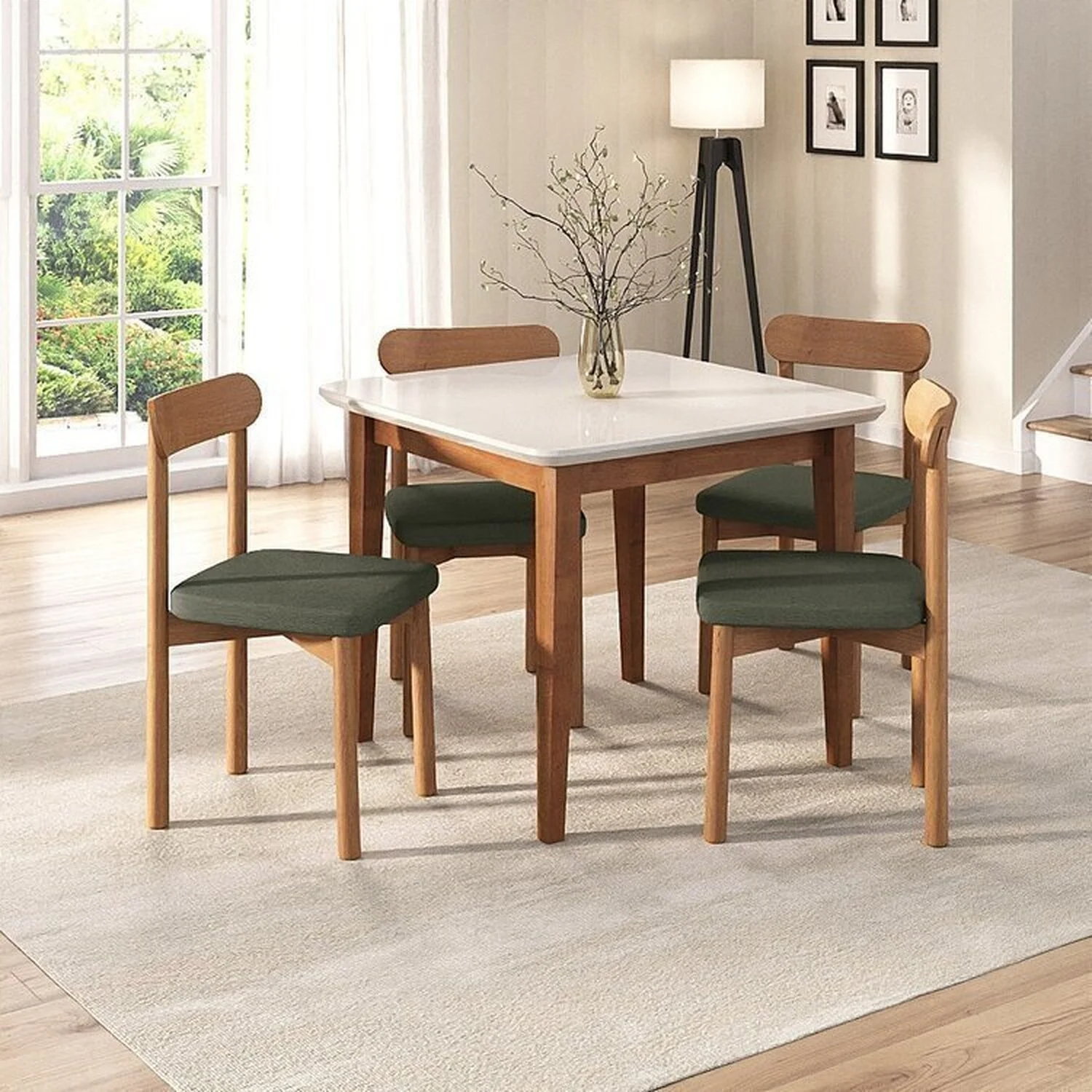 Kit Mesa de Jantar Tangará 95cm e 4 Cadeiras Pitanga CabeCasa ...