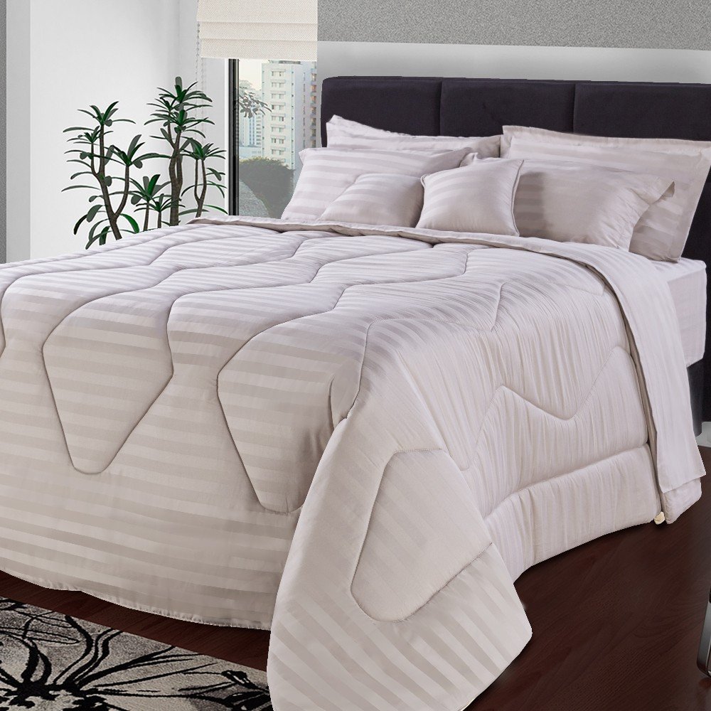 Edredom Casal Premium 300Fio 100% Algodão Adamascado 220x200 BF ...