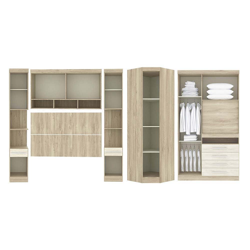 Guarda Roupa de Canto 10 Portas Painel Giratório para TV com Cabeceira ...