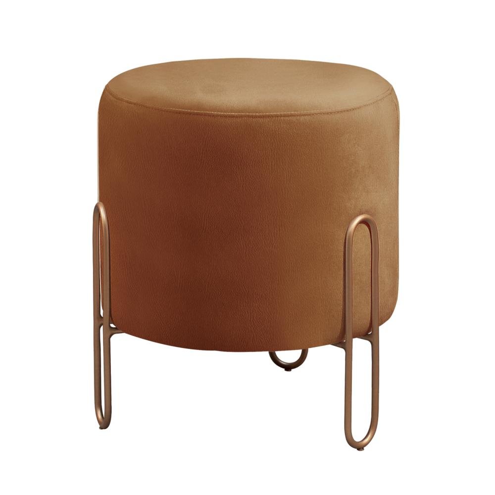Conjunto - 2 Puffs Banqueta Mali Luxo Base Metálica Bronze | MadeiraMadeira