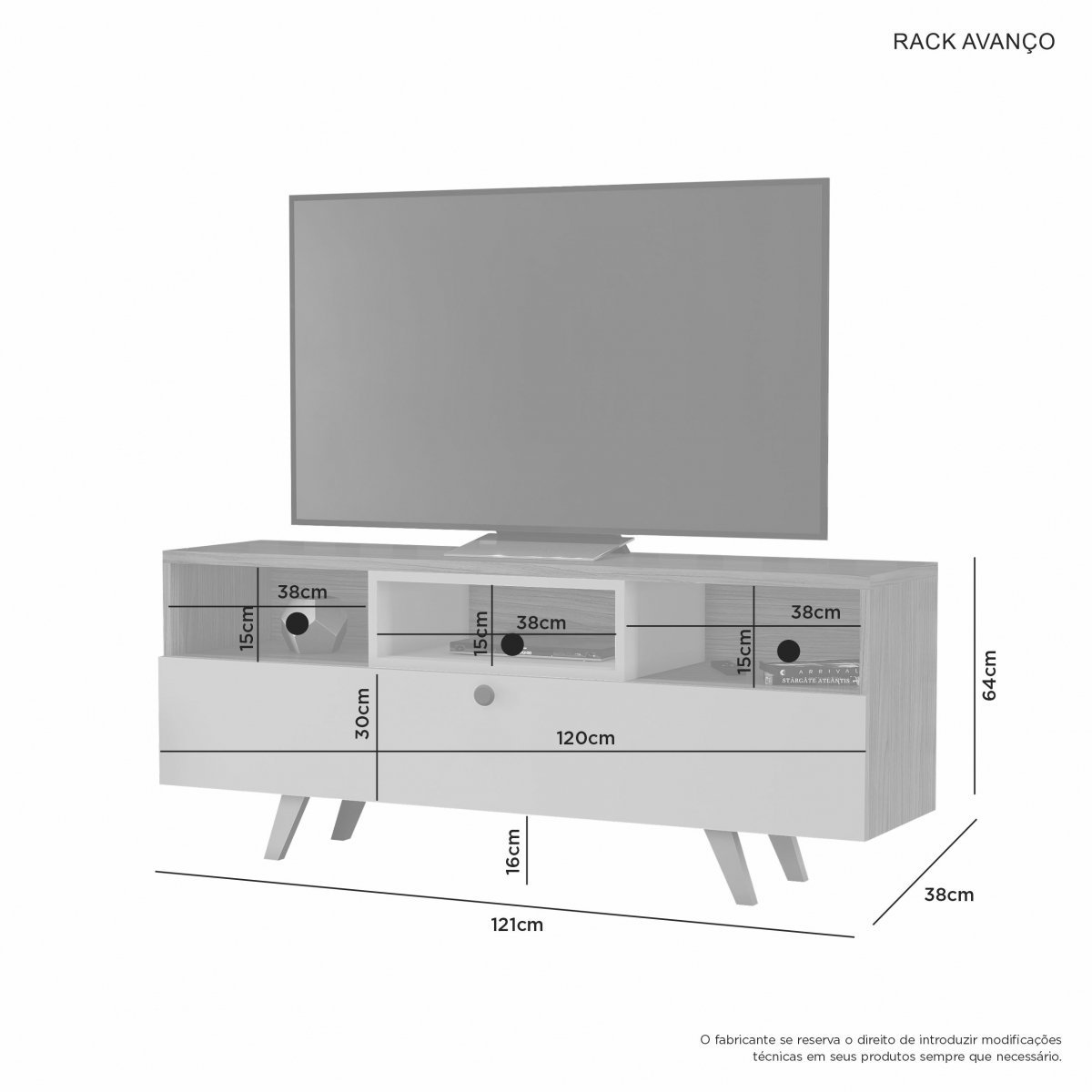 Rack Avanço - JCM Cinamomo/Off White | MadeiraMadeira