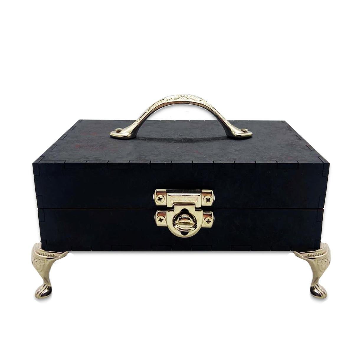 Porta Tarô Baralho Espiritual Artesanal Preto com Alça Prata ...