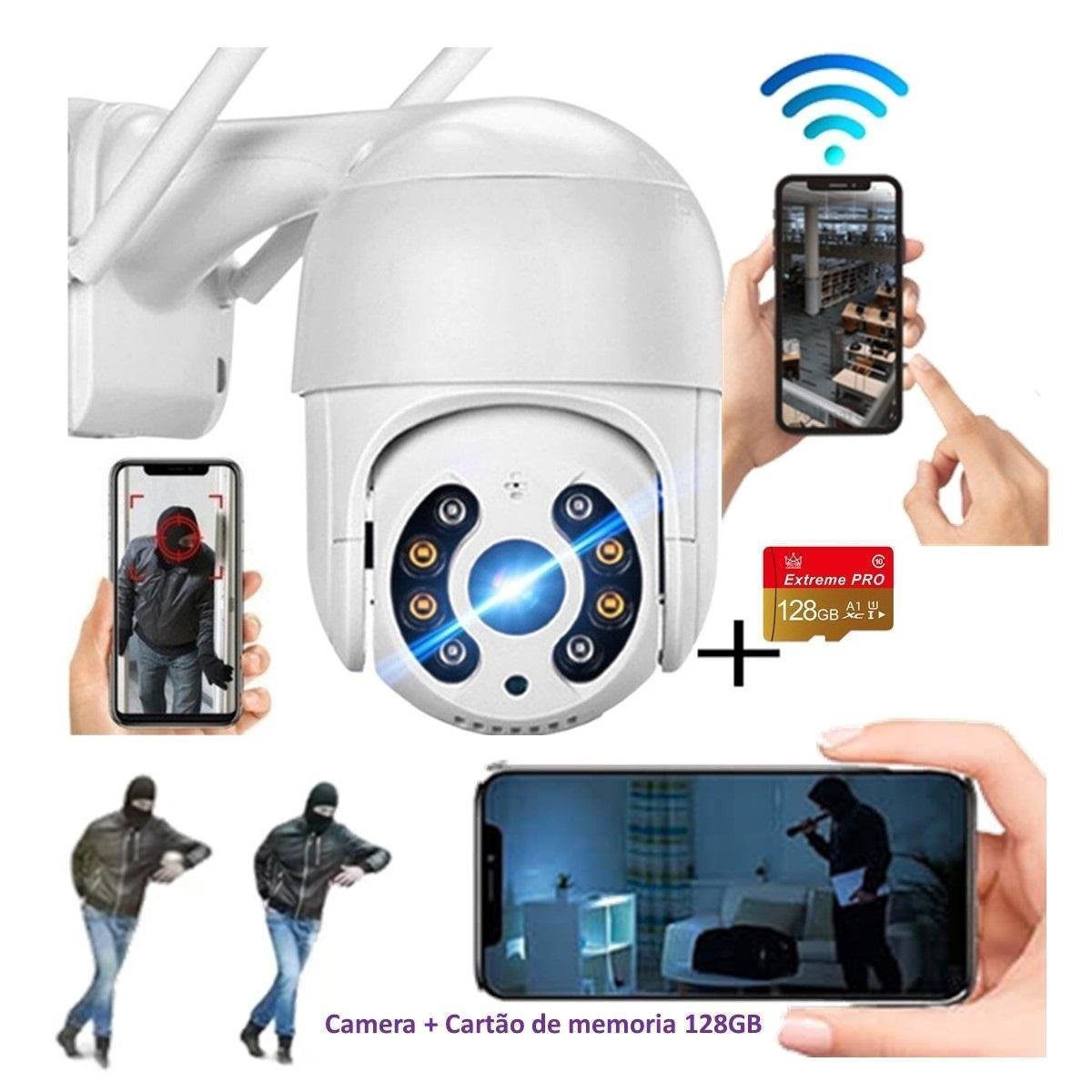 Camera Visão Noturna Wifi Smart Ip Hd com Cartão Sd 128gb | MadeiraMadeira