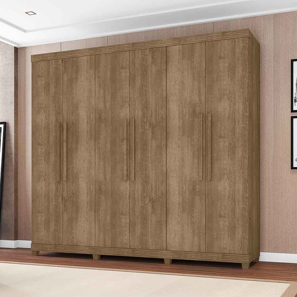 Guarda Roupa Casal 6 Portas 4 Gavetas Amsterdã - Lanza:Noce Bronze | MadeiraMadeira