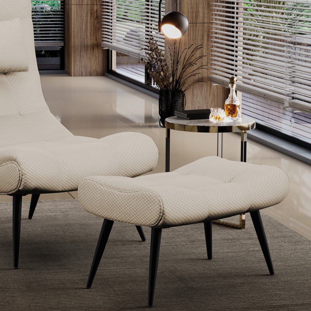 Puff Sher Veludo Luxo Pés Palito de Ferro - D'Rossi - A130 Prata ...