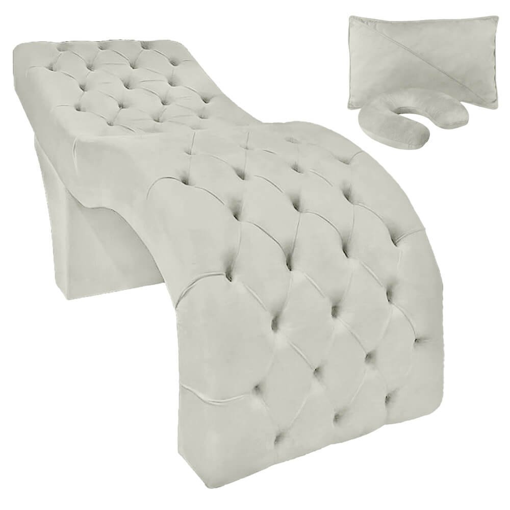 Maca Cama Estética Estofada para Design Cílios Sobrancelhas Veludo Bege ...