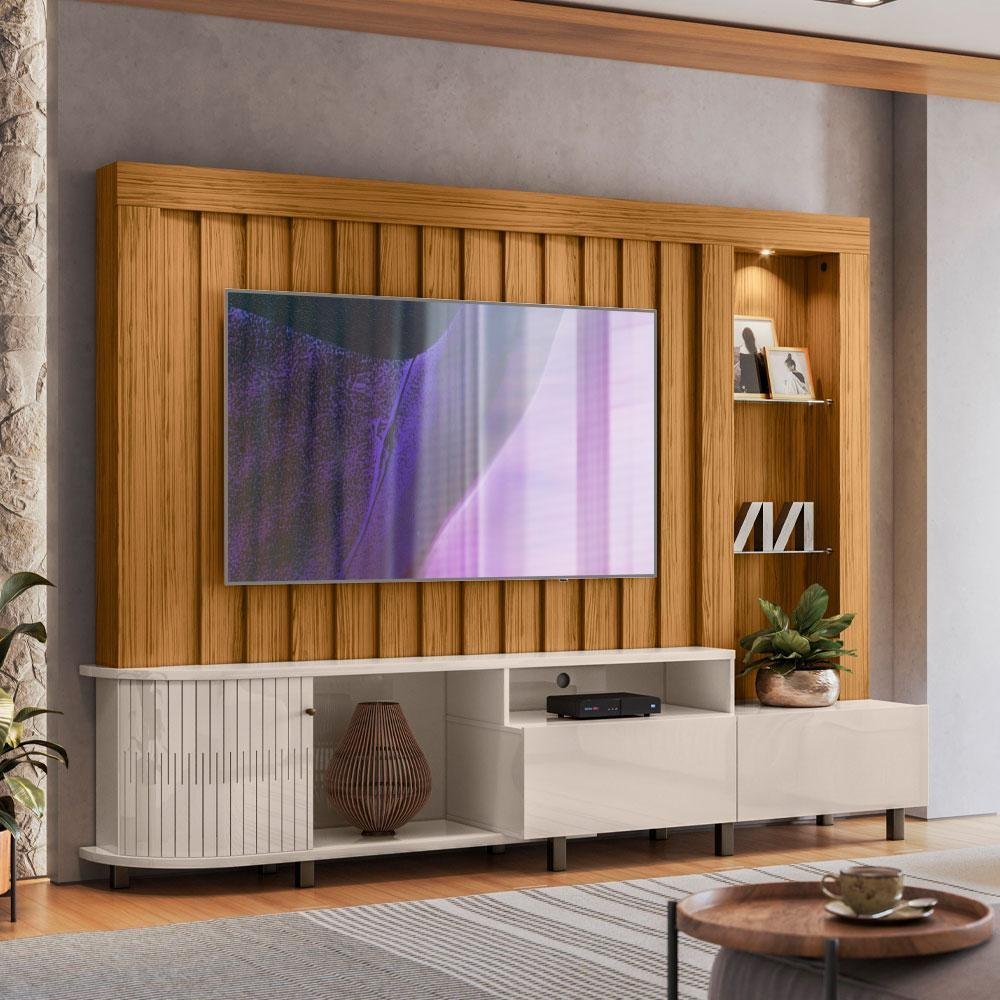 Rack com Painel para Tv até 70 Polegadas Off White | MadeiraMadeira