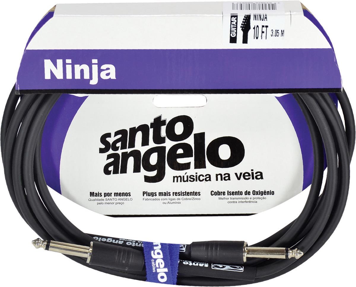 Cabo de Guitarra Ninja Cable 0,20 Mm Conector P10/p10 10ft 3,05 Metros ...