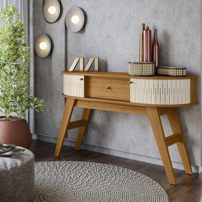 Aparador para Sala 2 Portas 3061 Naturale Off White Mdt | MadeiraMadeira