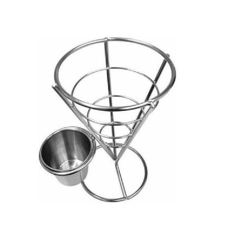 KIT 10 CONES INOX MULTIUSO CESTO PARA SERVIR PORÇOES FRITURAS COM ...