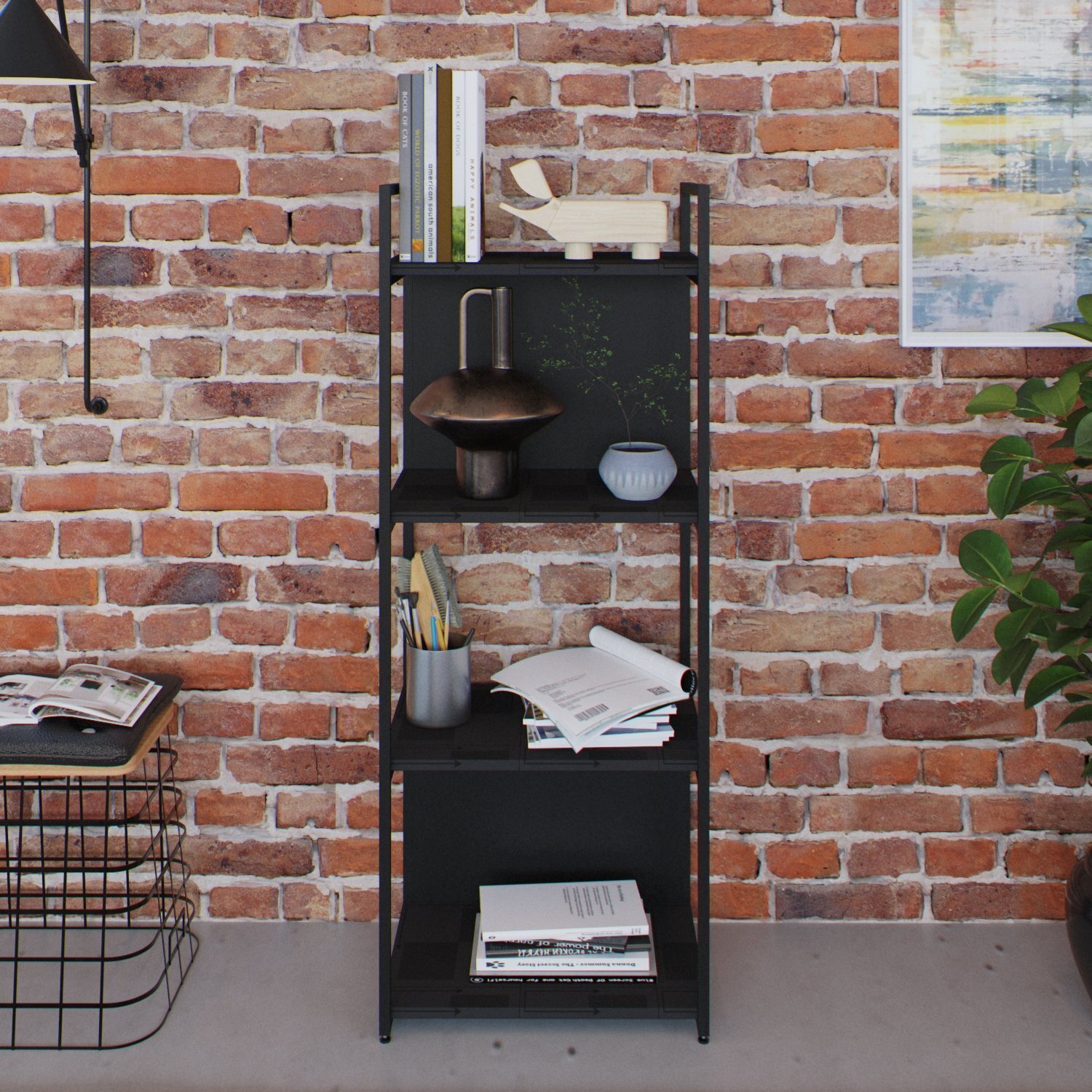 Estante com 4 Prateleiras 118x45x33cm com Fundo Yon | MadeiraMadeira