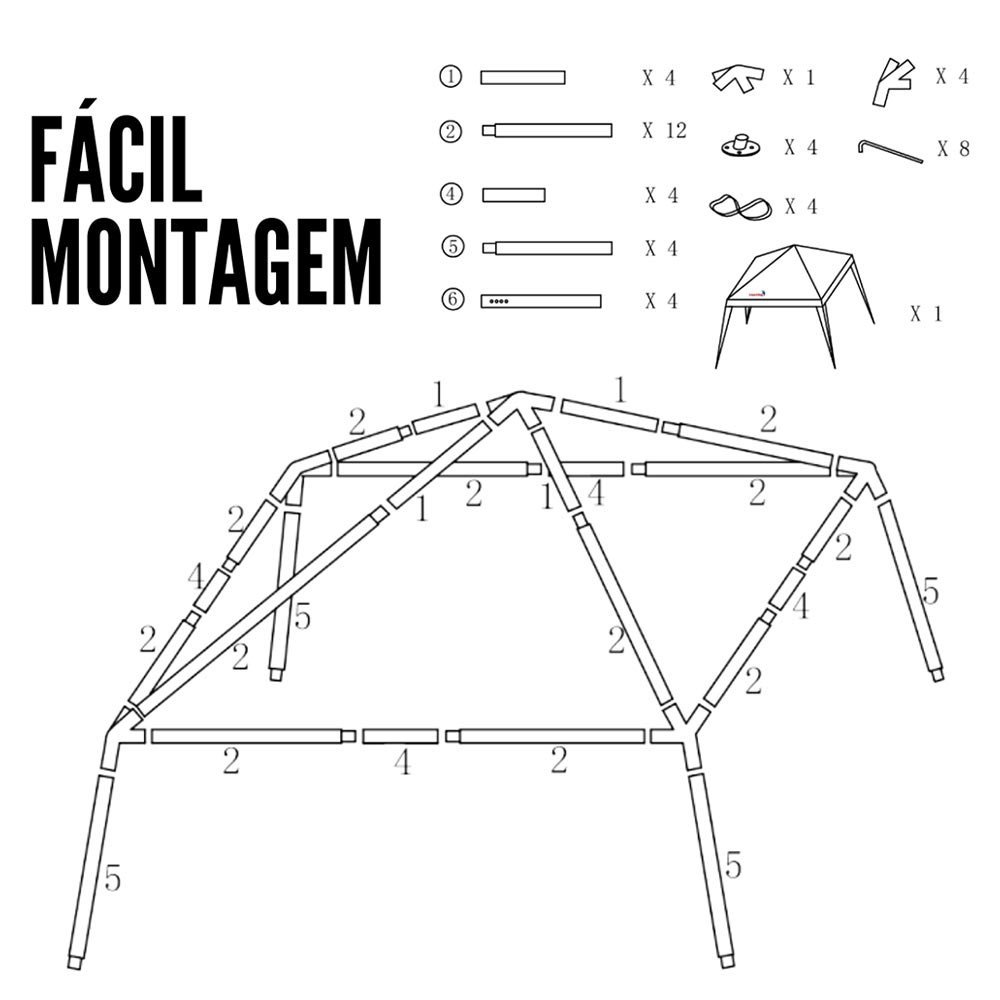Tenda Gazebo Montavel Base e Topo 3x3 Branco Importway | MadeiraMadeira