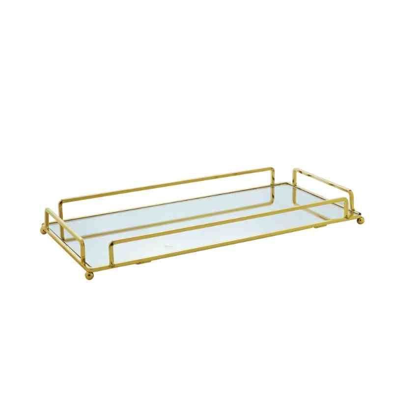 Bandeja Decorativa de Metal Dourada Wolff | MadeiraMadeira