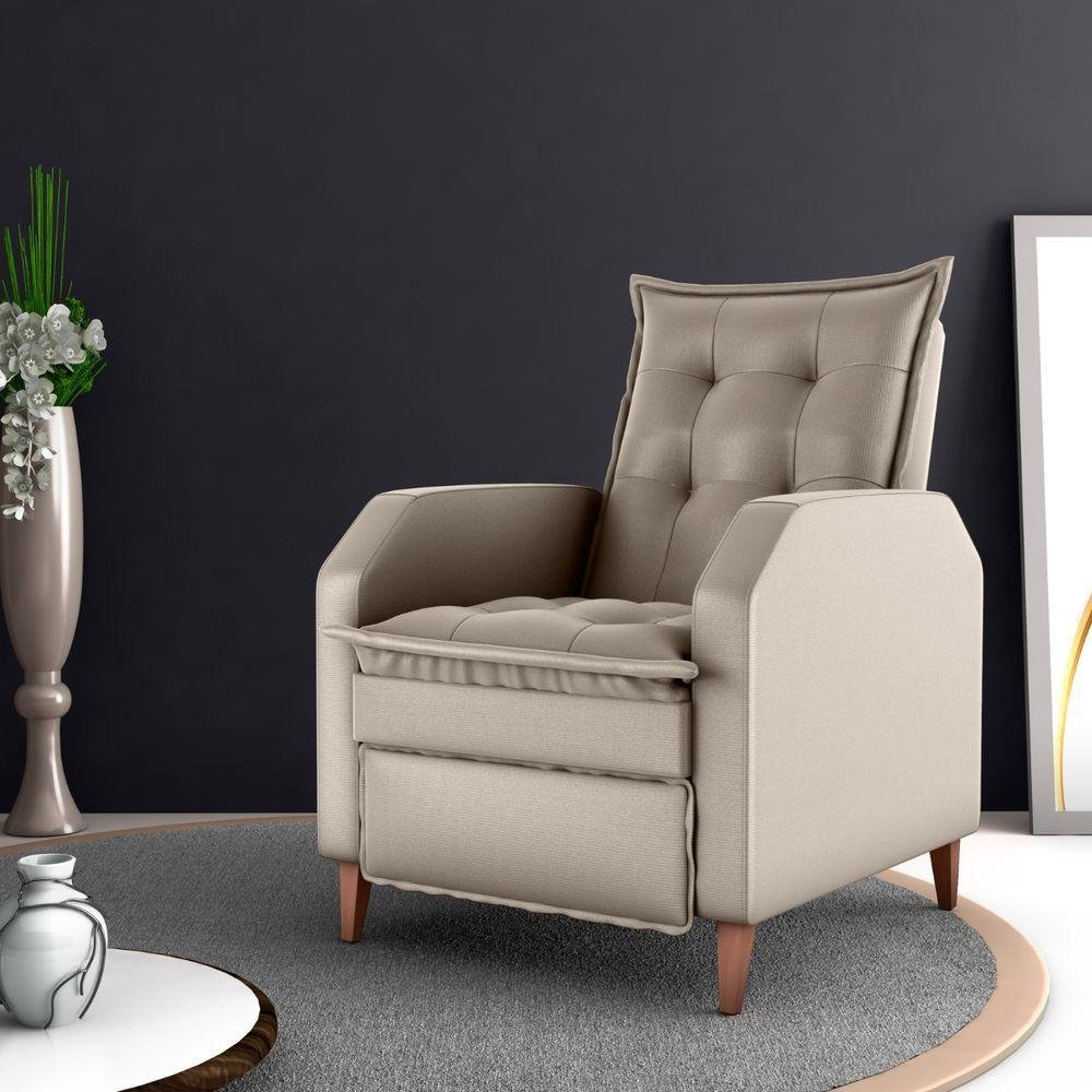 Poltrona Reclinável Alef Veludo Turkey Cappuccino | MadeiraMadeira