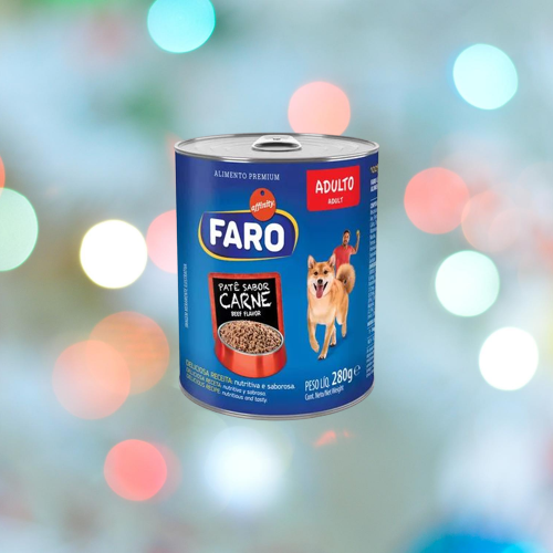 Faro Alimento Para Cães Adulto Carne Ração Úmida 280g Pack com 12 ...
