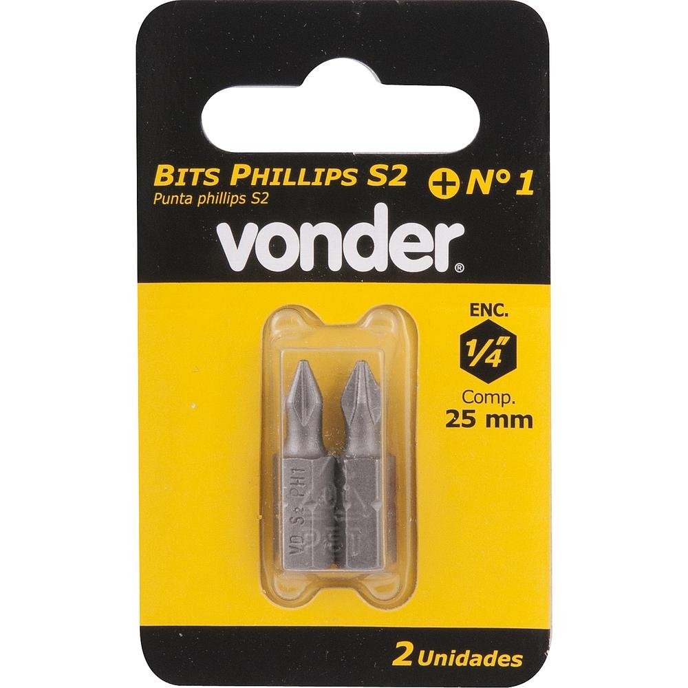 Bits Ponteira Philips 1/4 N.2 1/4x25mm Aço S2 Com 2 Peças ...
