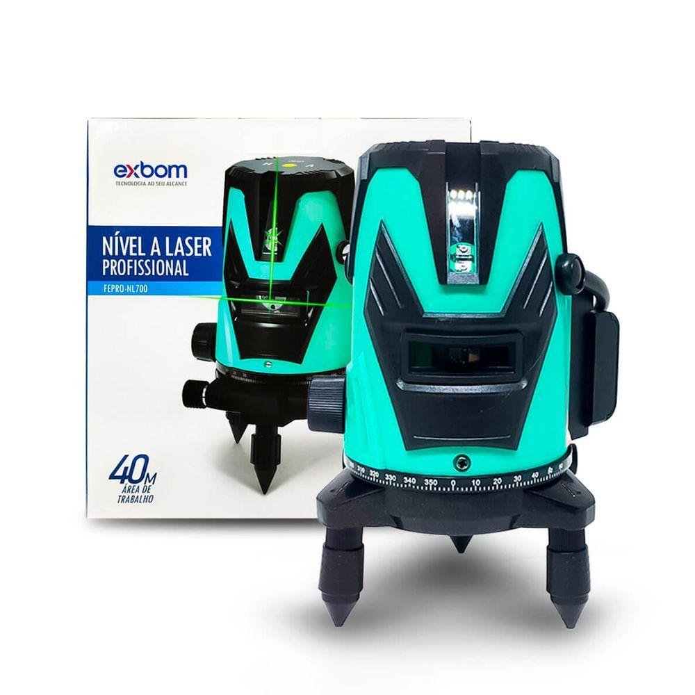 Nível Laser 40m 2 Linhas Recarregável Exbom Ângulo 360º | MadeiraMadeira