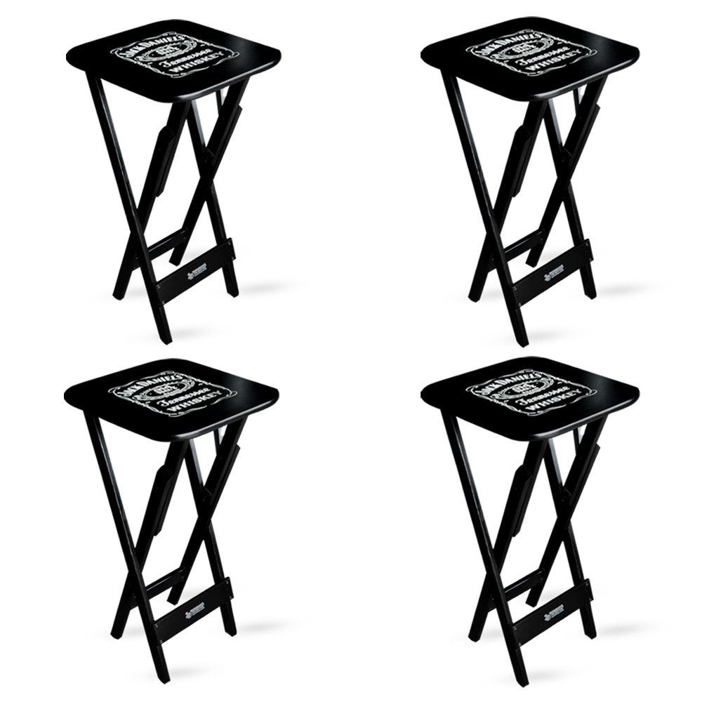 Kit 4 Mesas Bistrô Dobrável Jack Daniel's Madeira Preta | MadeiraMadeira