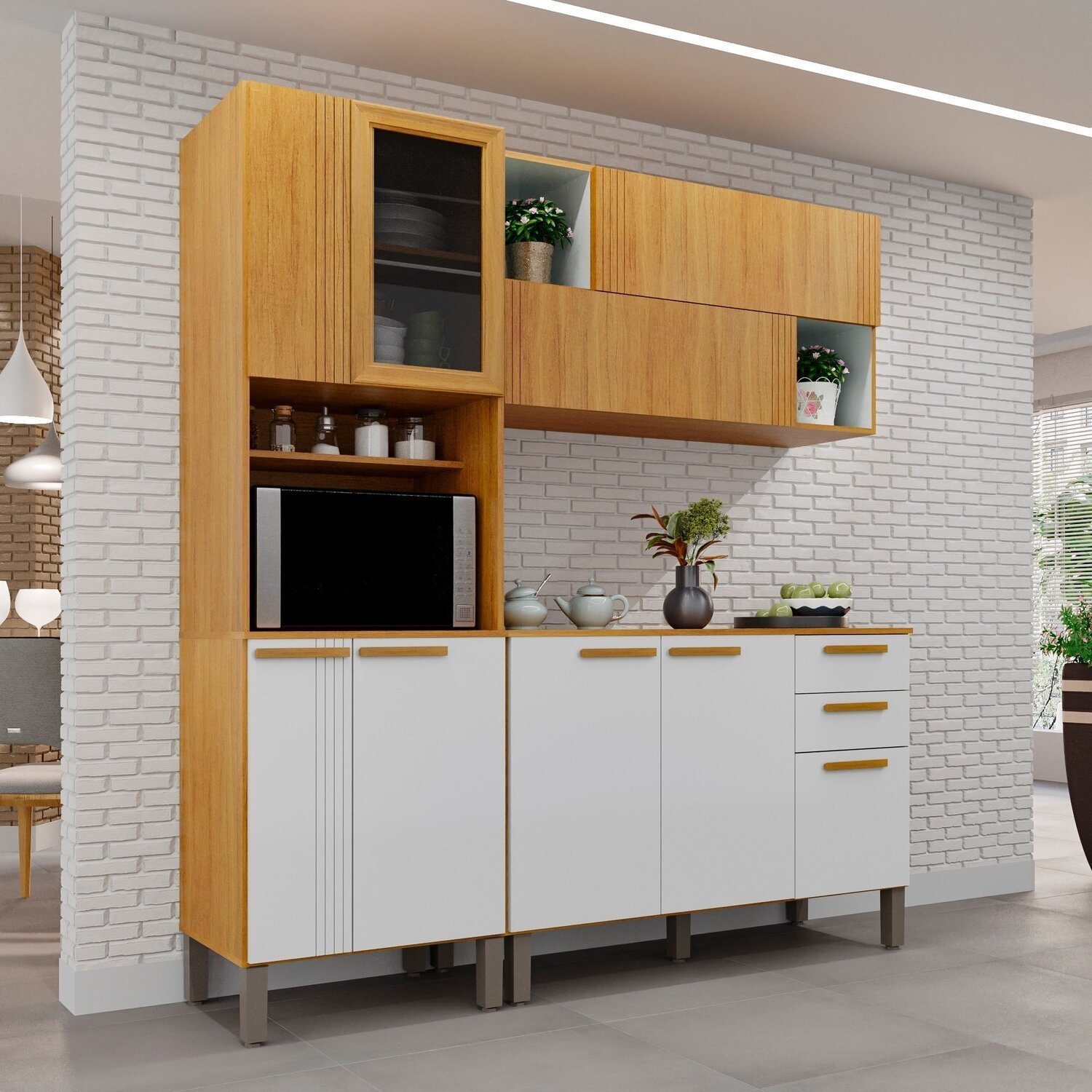 Cozinha Amanda 3 Peças 9 Portas 2 Gavetas | MadeiraMadeira