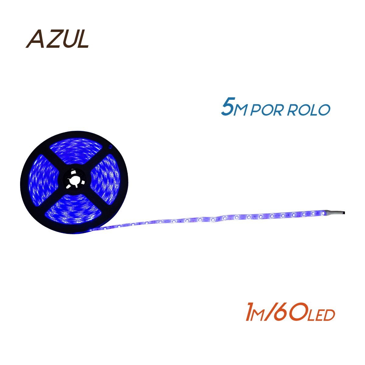 Fita Rolo de Led Azul Adesiva 3528 5 Metros 24w St3528 | MadeiraMadeira