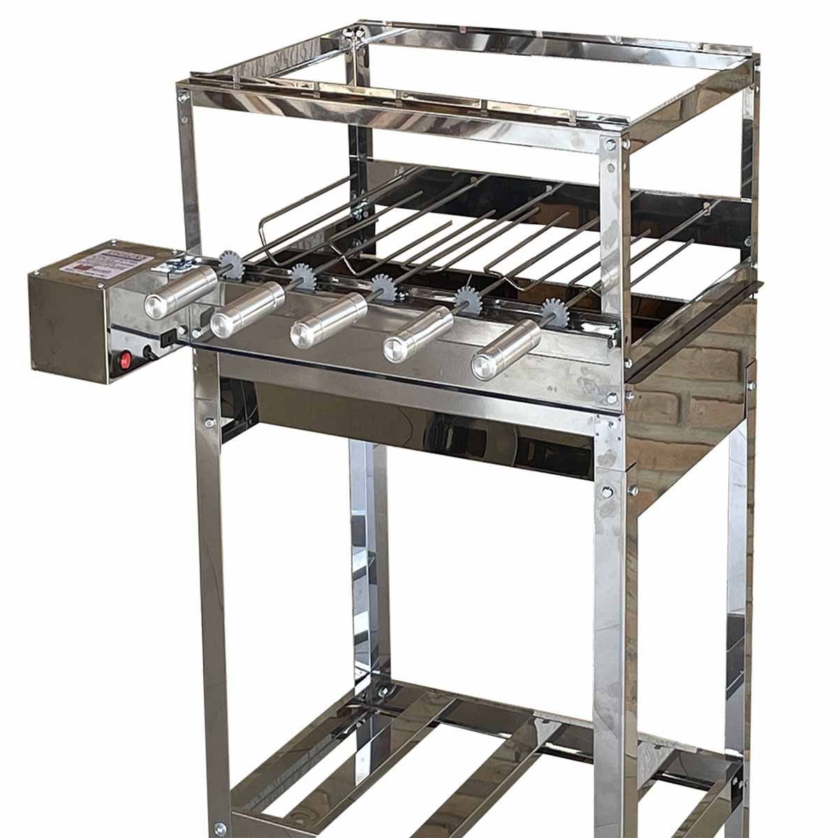 Churrasqueira Inox Giratória 60x45 Com Kit Giratório 5 Espetos Inox ...