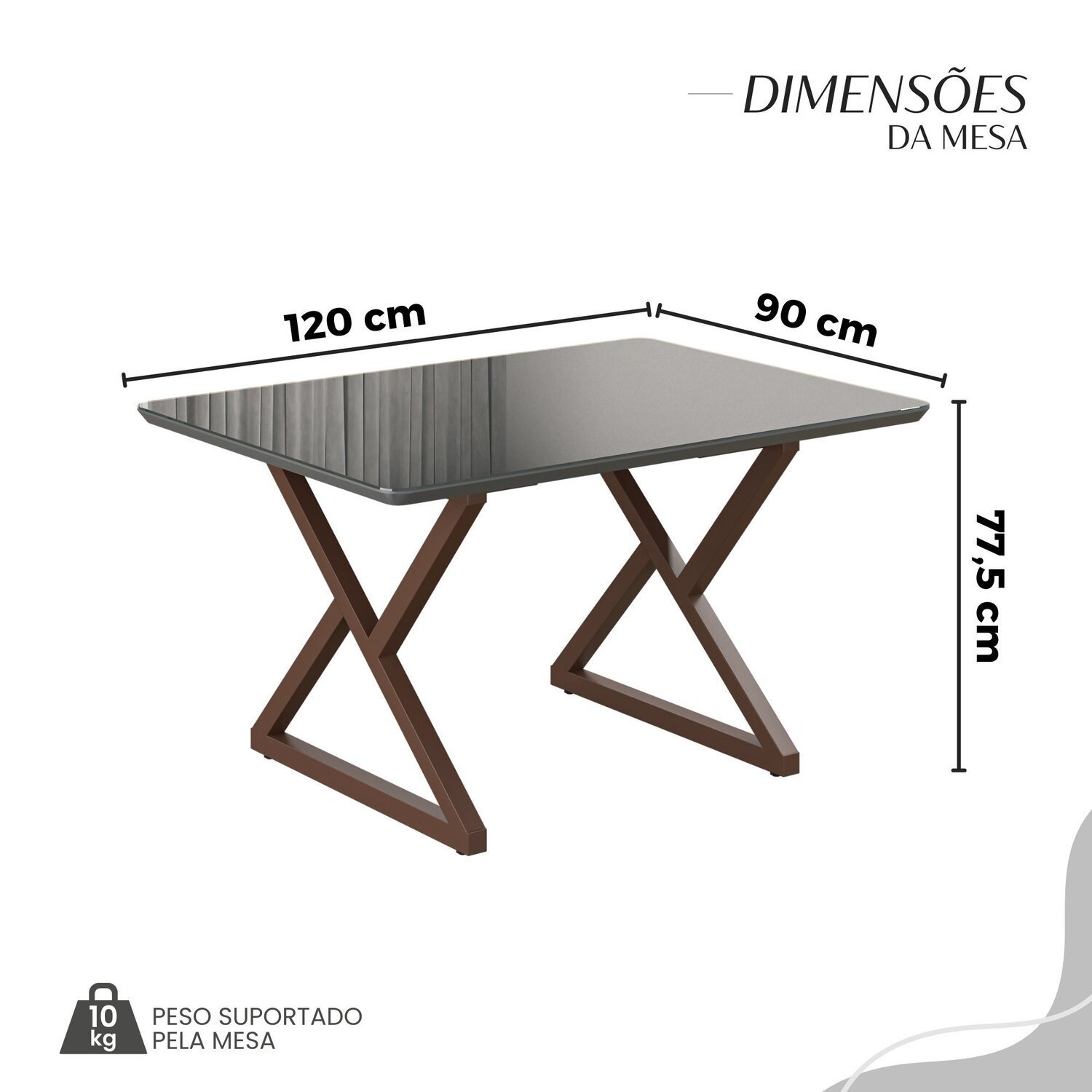 Conjunto Sala de Jantar Mesa 120x90cm Base Império Tampo Mdf Laca com ...