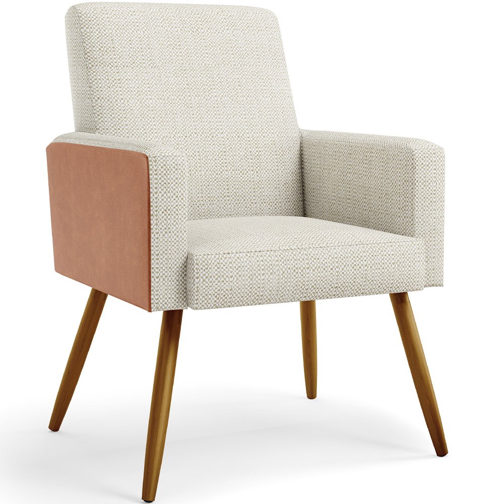 Poltrona Decorativa Maria W01 Pés Palito Linho Champagne Couríssimo Camel - Lyam Decor ...