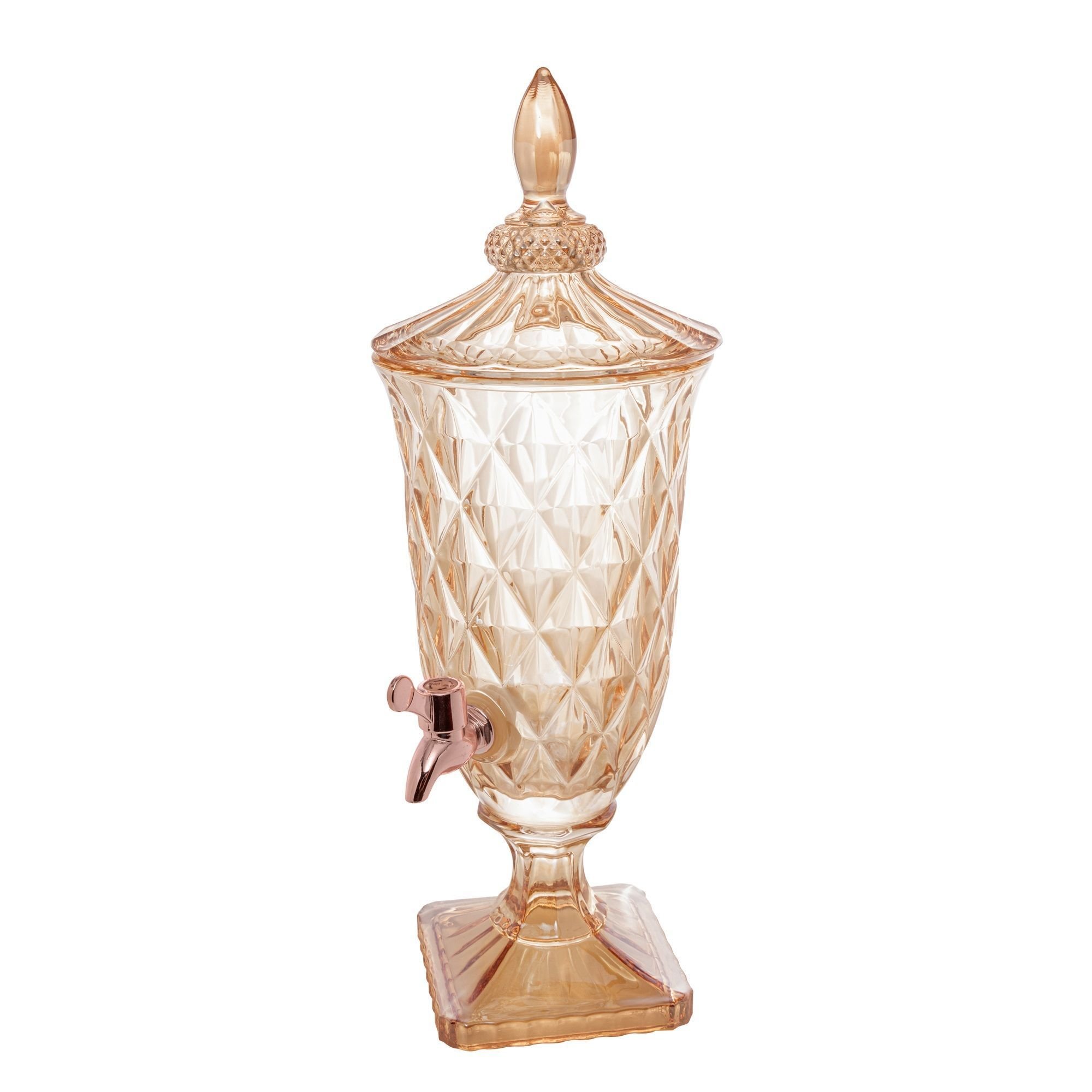 Dispenser Suqueira de Cristal Diamond Âmbar Metalizado 2 Litros Lyor ...