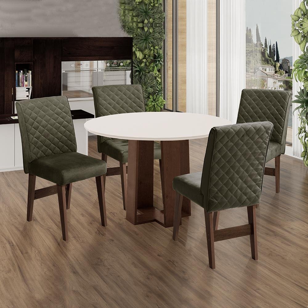 Conjunto De Mesa Sala De Jantar 4 Cadeiras Redonda 1,03m | MadeiraMadeira