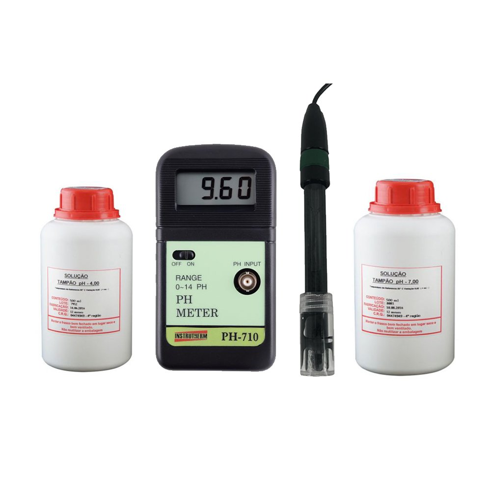 Kit Medidor De Ph Digital Faixa 0,00 A 14,00 Ph-710 Eletrodo de Ph Tipo Combinado Bnc Epc-70 ...