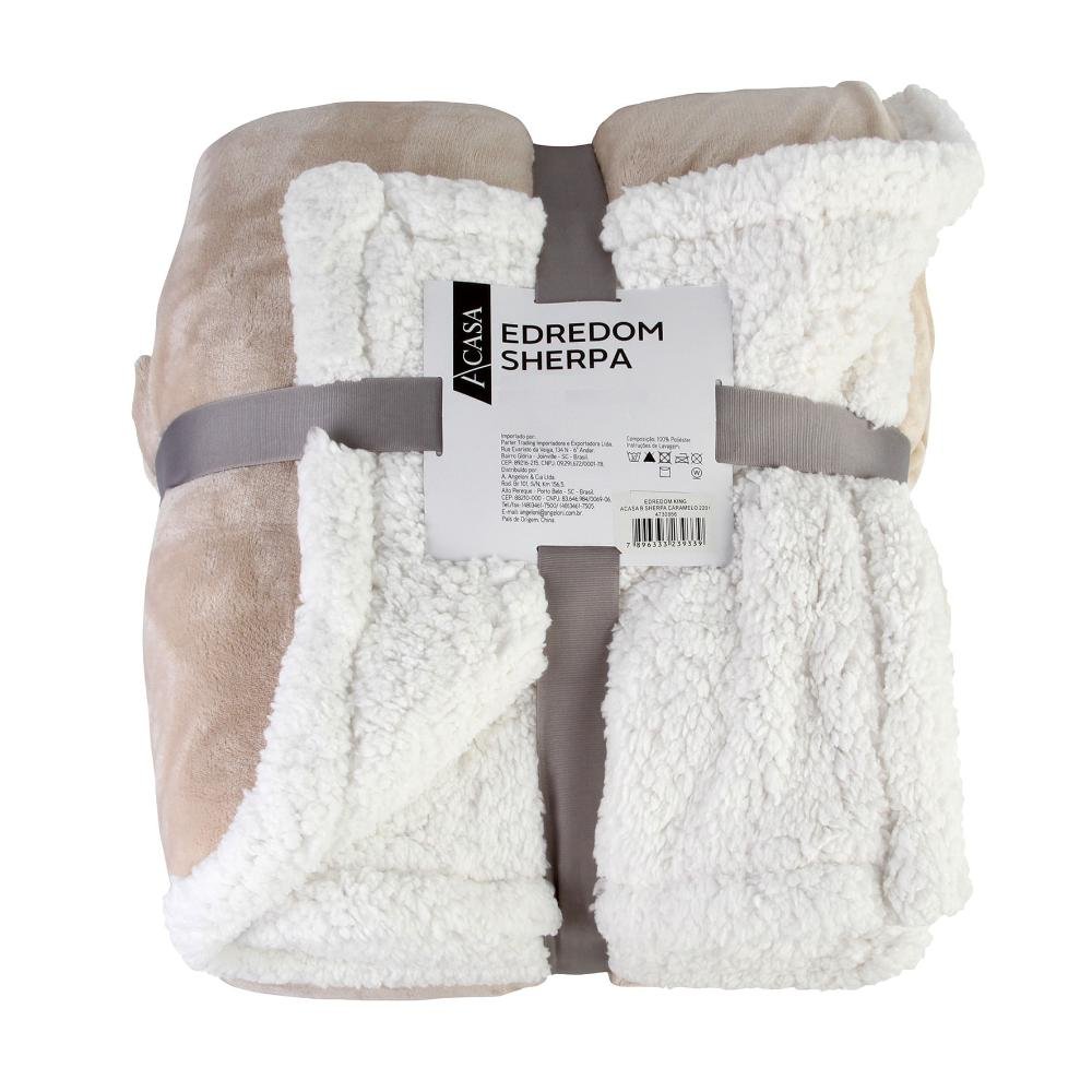 Edredom Sherpa Casal Caramelo - A\CASA | MadeiraMadeira
