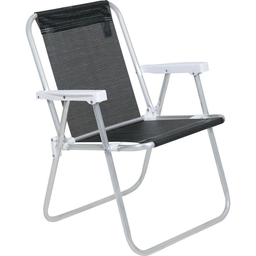 Cadeira de Praia Alta Sannet Aluminio Preta 023574 Bel | MadeiraMadeira