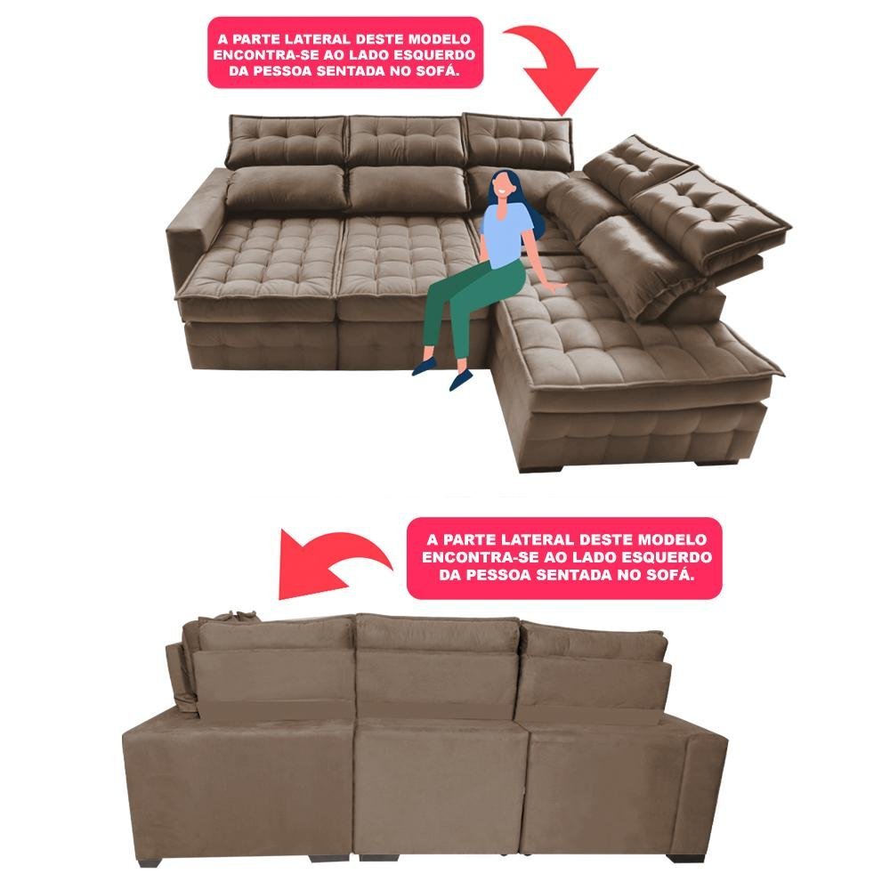 Sofá de Canto Direito 2,65x2,30m Retrátil e Reclinável com Molas ...