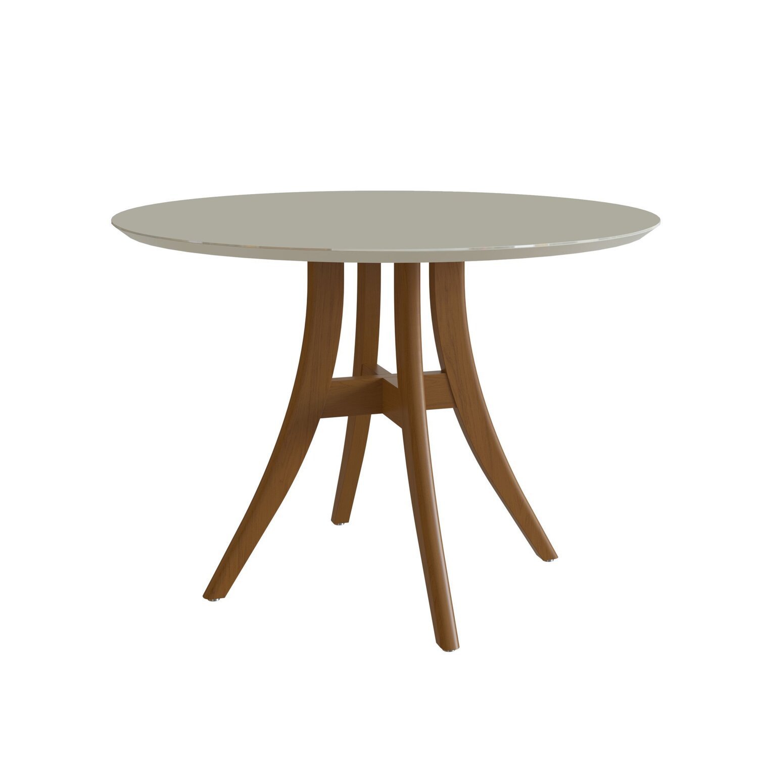 Mesa de Jantar Redonda 4 Lugares com Tampo de Vidro 109cm Ref 910 | MadeiraMadeira