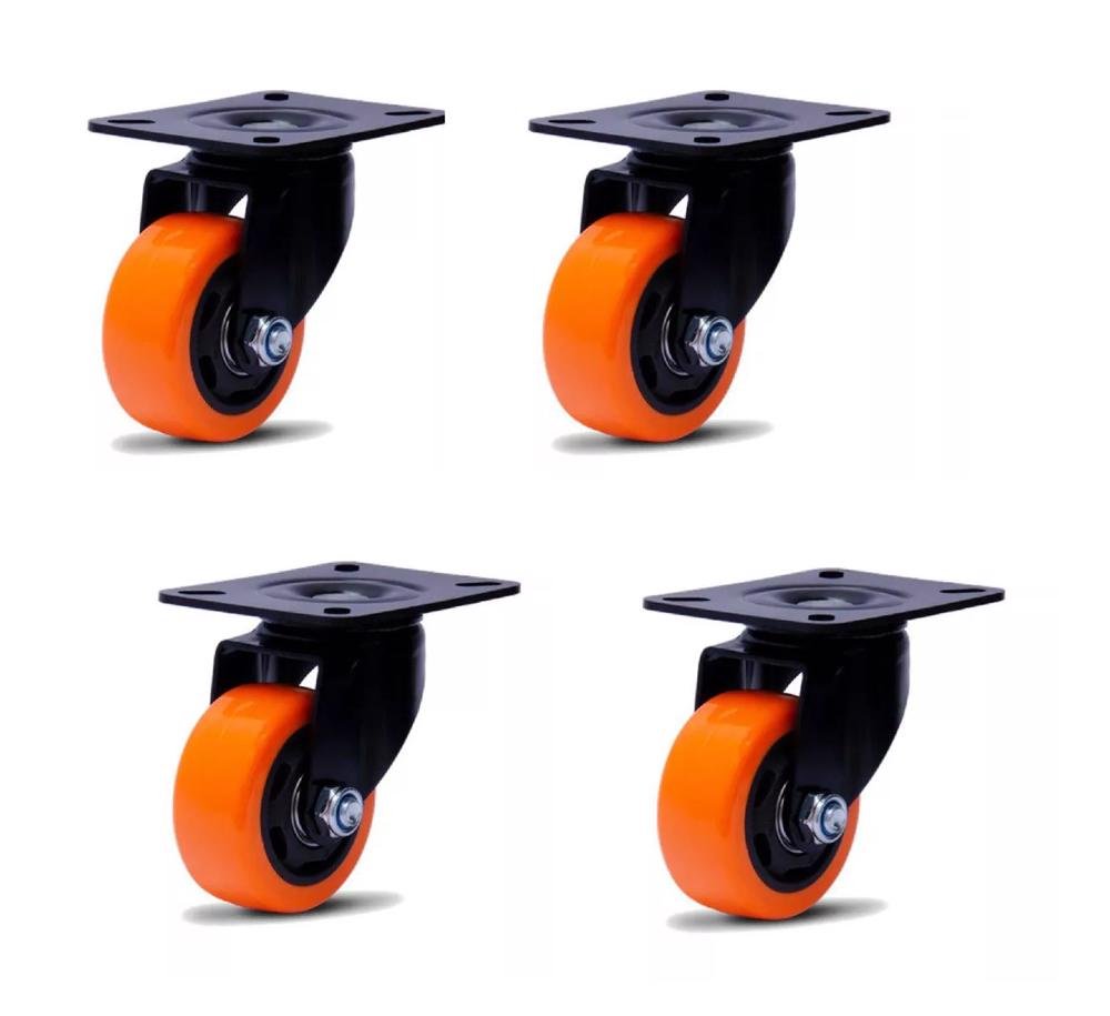 Rodízio Giratório 210 Laranja com Placa 50kg Colson Kit 4 Pç ...