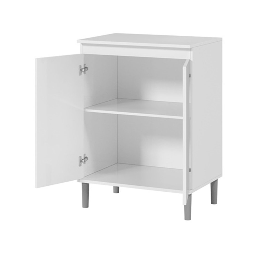 Balcão Microondas e Armário 2 Portas Multiuso Cozinha Branco EJ Móveis ...