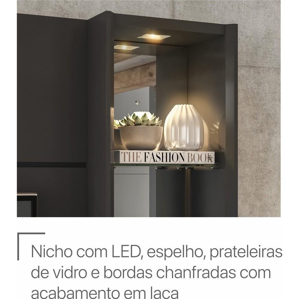 Painel Rack Estante Tv Até 60'' 100% Preto Chumbo 216Cm | MadeiraMadeira
