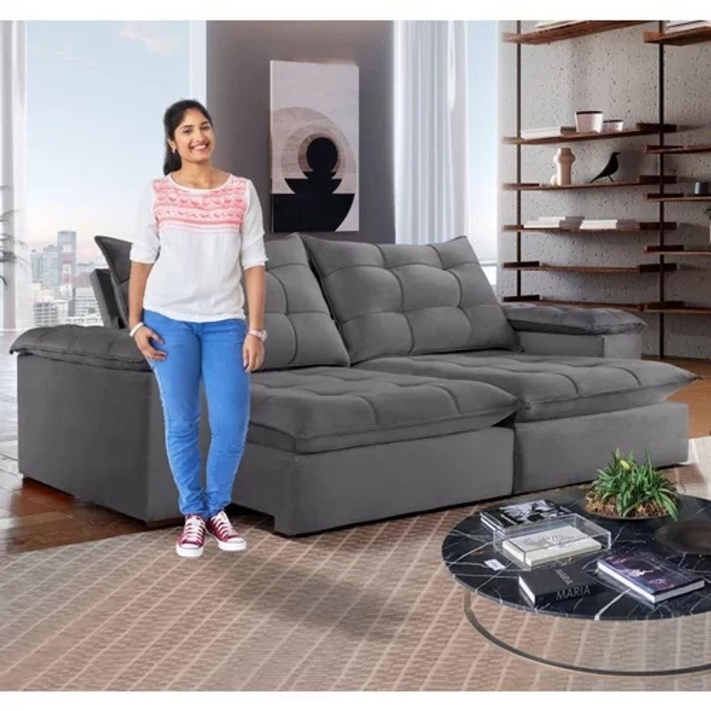 Sofá Madrid Retratil e Reclinável 2,90 Mts Tecido Veludo - Celflex ...