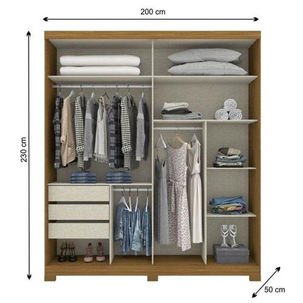 Guarda Roupa Verg 02 Portas Deslizantes Nature/Off White | MadeiraMadeira