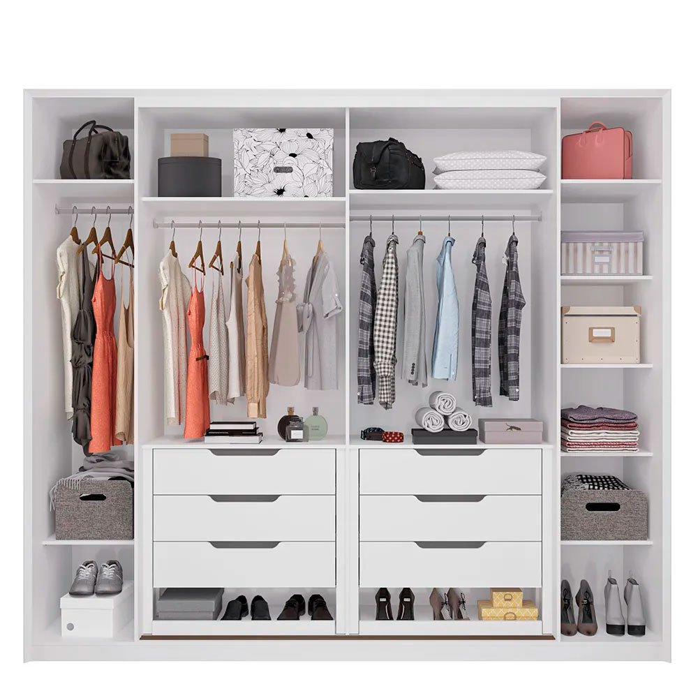 Guarda Roupa Casal Pedra Azul com 4 Portas e 6 Gavetas Móveis Rimo ...