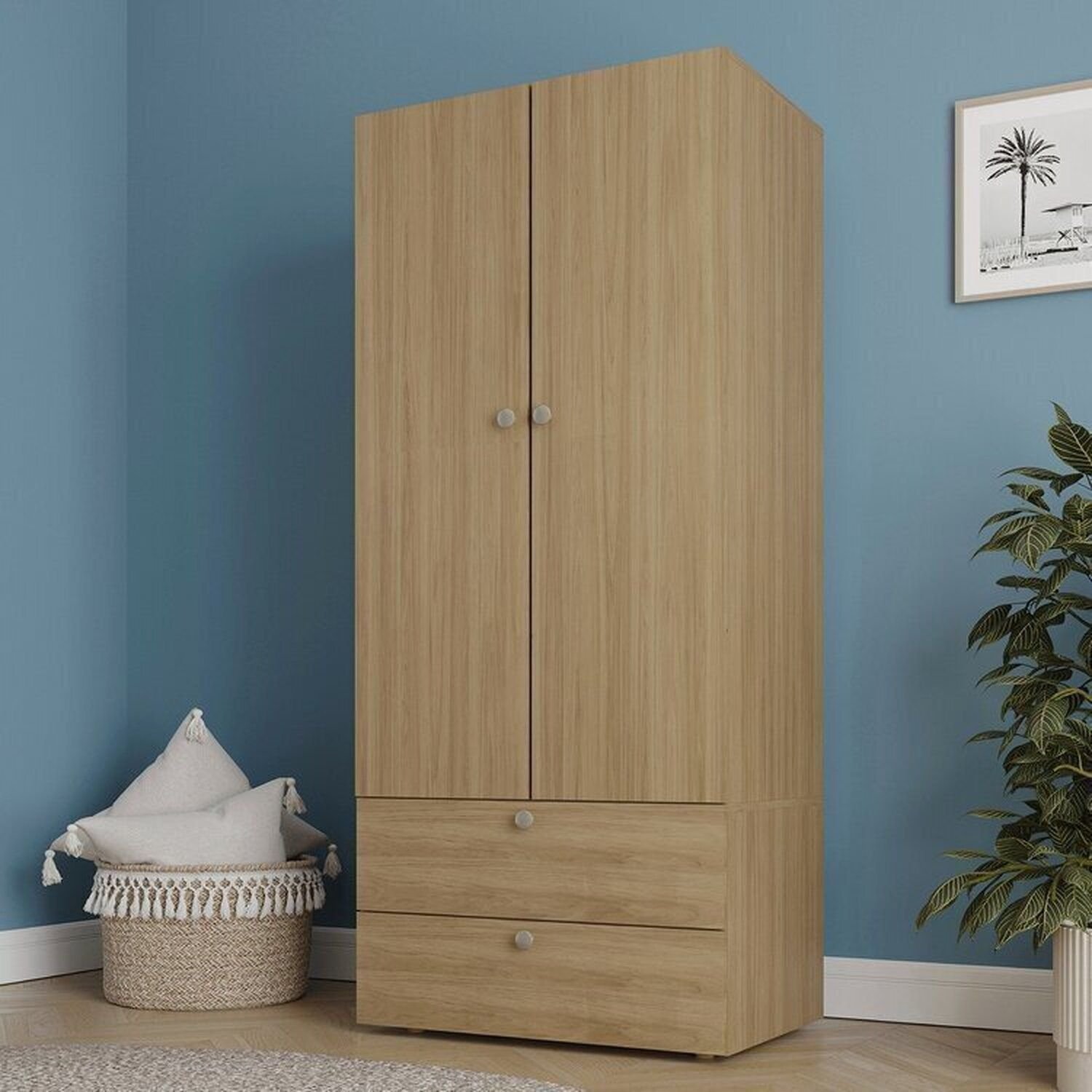 Guarda-Roupa 2 Módulos 2 Portas 3 Prateleiras 2 Gavetas Frame CabeCasa ...