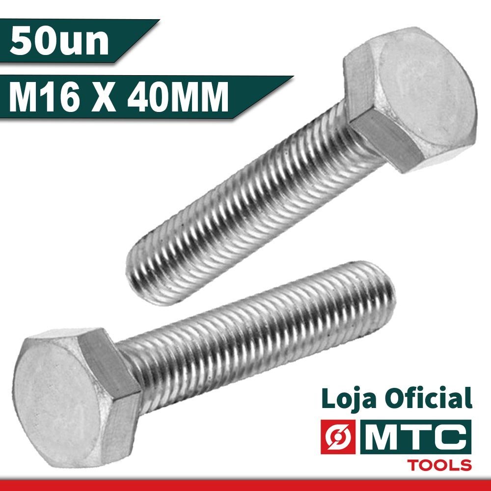 PARAFUSO SEXTAVADO DIN 933 M16 x 40 ZINCO NÍQUEL - 50Pçs | MadeiraMadeira