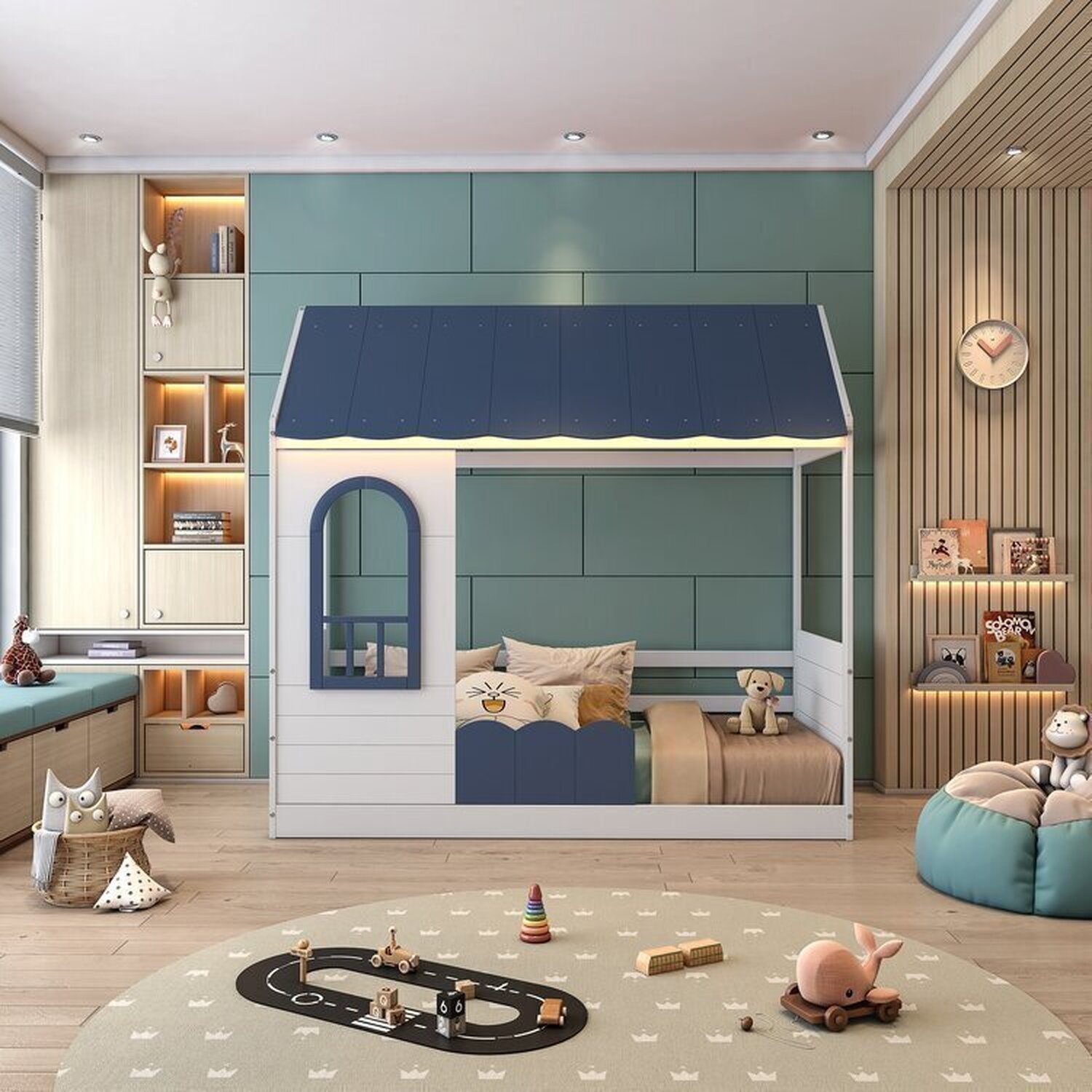 Cama Montessoriana Reversível Casinha Telhado Led Janela Grade New ...