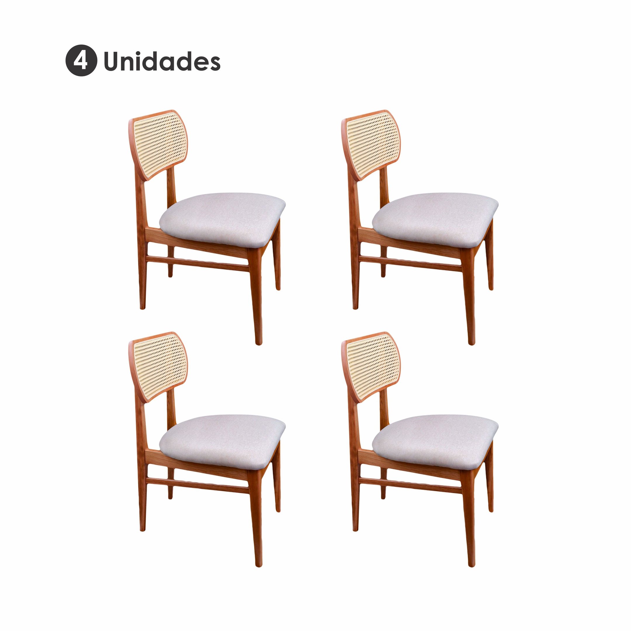 Kit 4 Cadeiras Madeira Maciça Pariz com Ratam | MadeiraMadeira