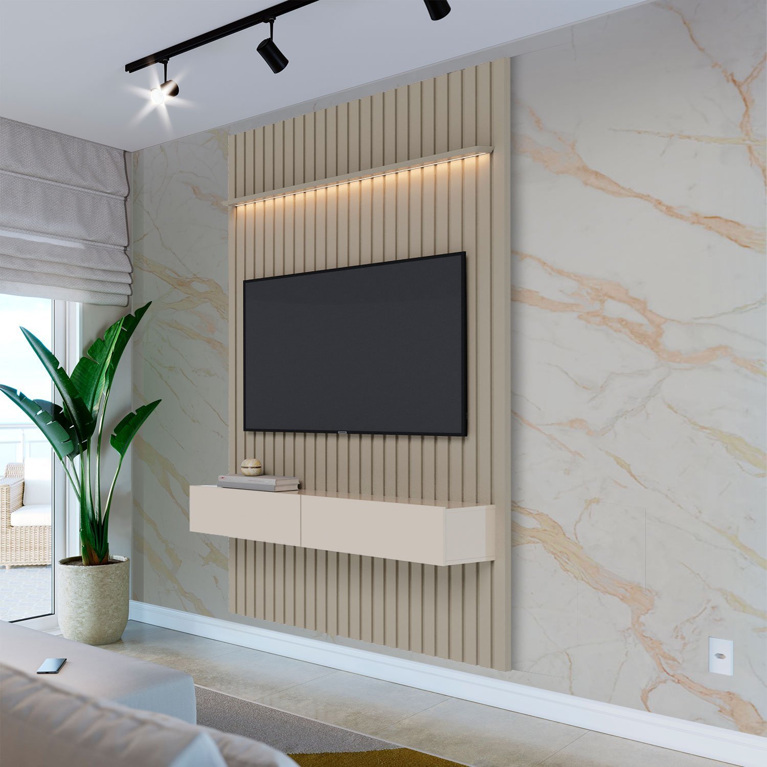 Home Ripado Flow 1.4 LED Gianduia com Off White - MóveisAqui Imcal ...
