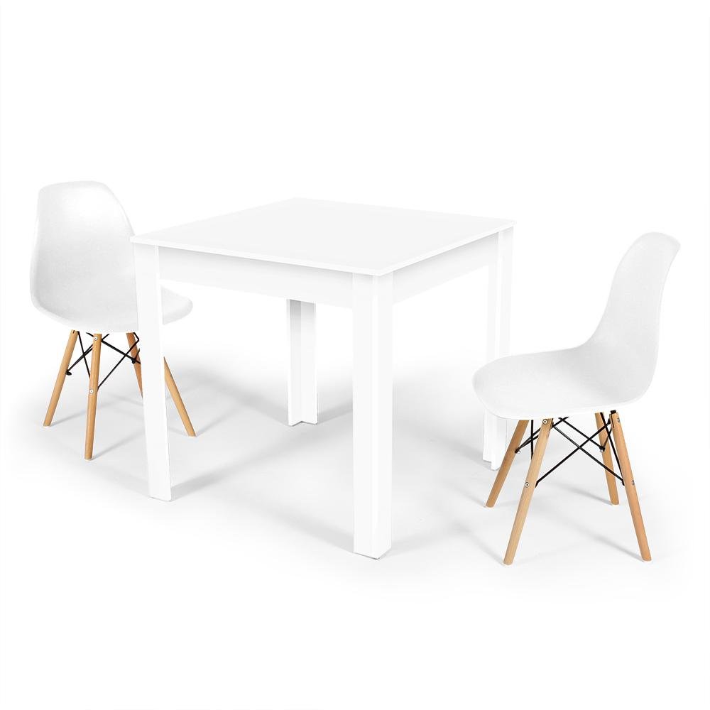 Conjunto Mesa de Jantar Quadrada Sofia Branca 80x80cm com 2 Cadeiras Eames Eiffel - Branco ...