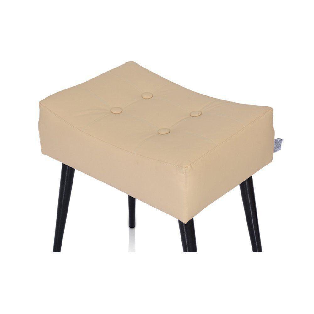 2 Puffs Banquetas Nobre Creme Preto Stay Puff | MadeiraMadeira