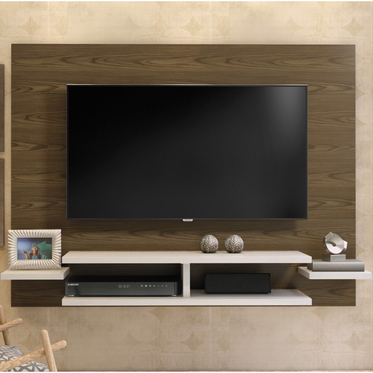 Painel para TV até 55 Polegadas com Prateleiras Vitória Mavaular Canion ...