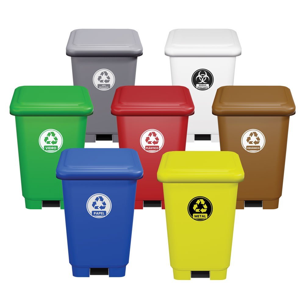 Lixeira Vienna 15 Litros Coleta Seletiva com Pedal Linha Vienna Papel ...